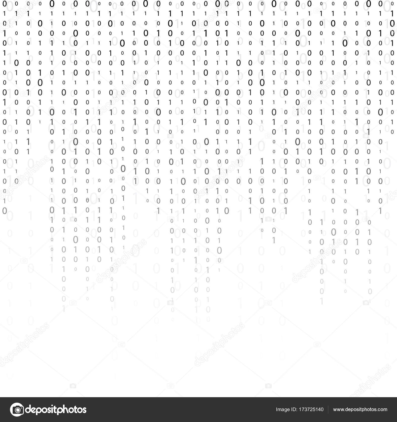 Binary code zero one matrix white background. banner, pattern ...