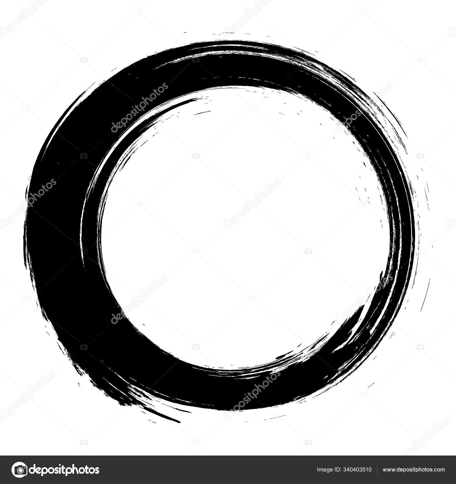 Vector brush strokes circles of paint on white background. Ink hand ...