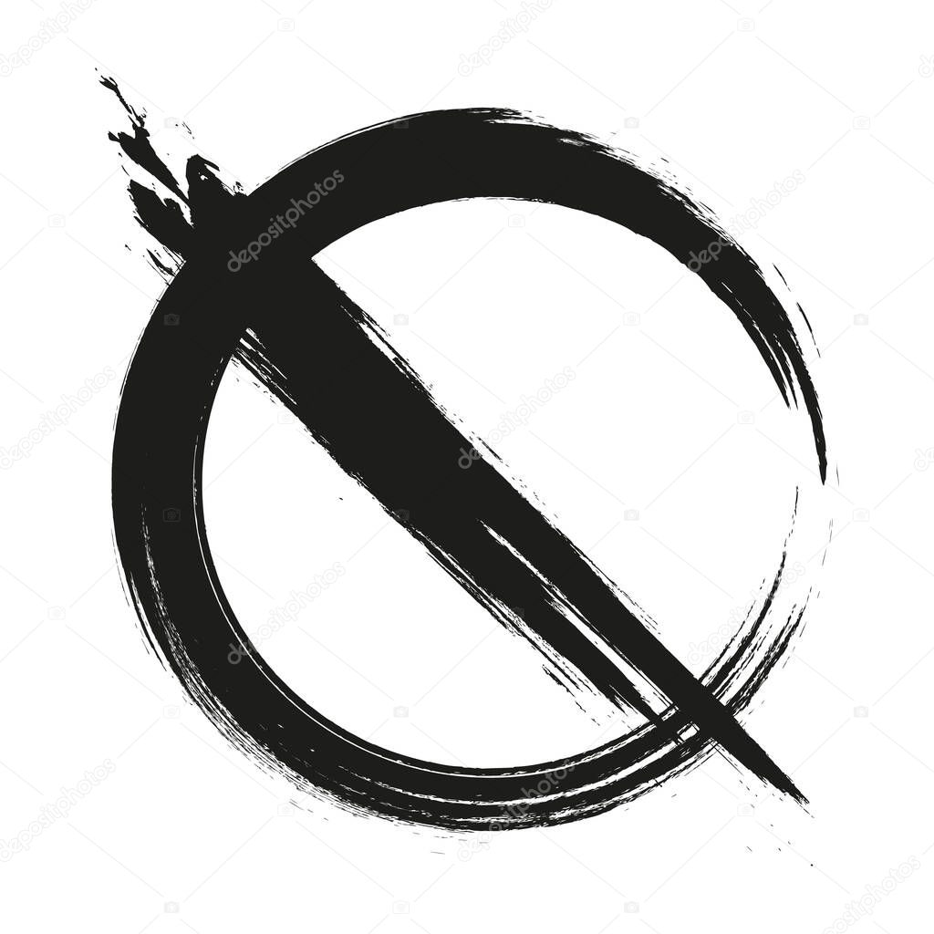 Pincel pintado signo no, ilustración de estilo dibujado a mano con un ...