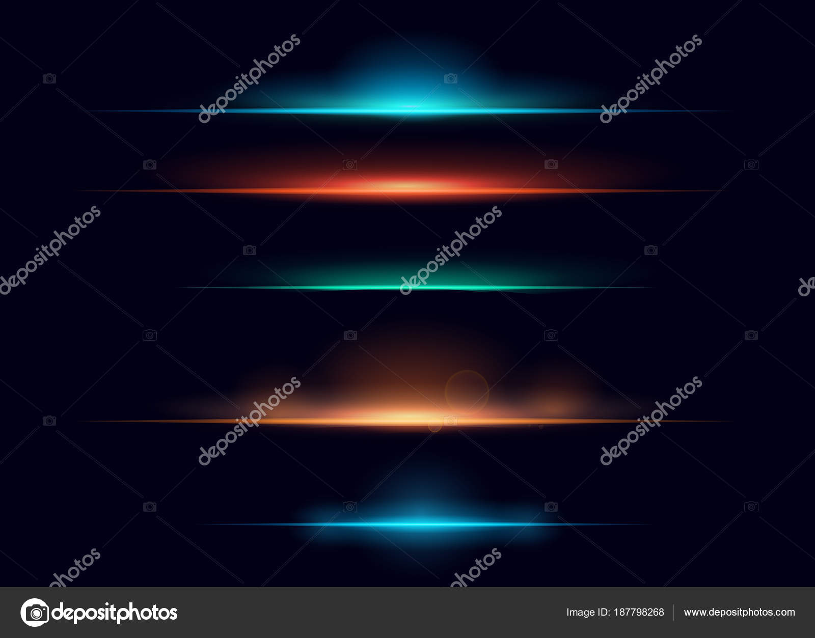 Vector illustration set of colorful realistic flare elements collection ...