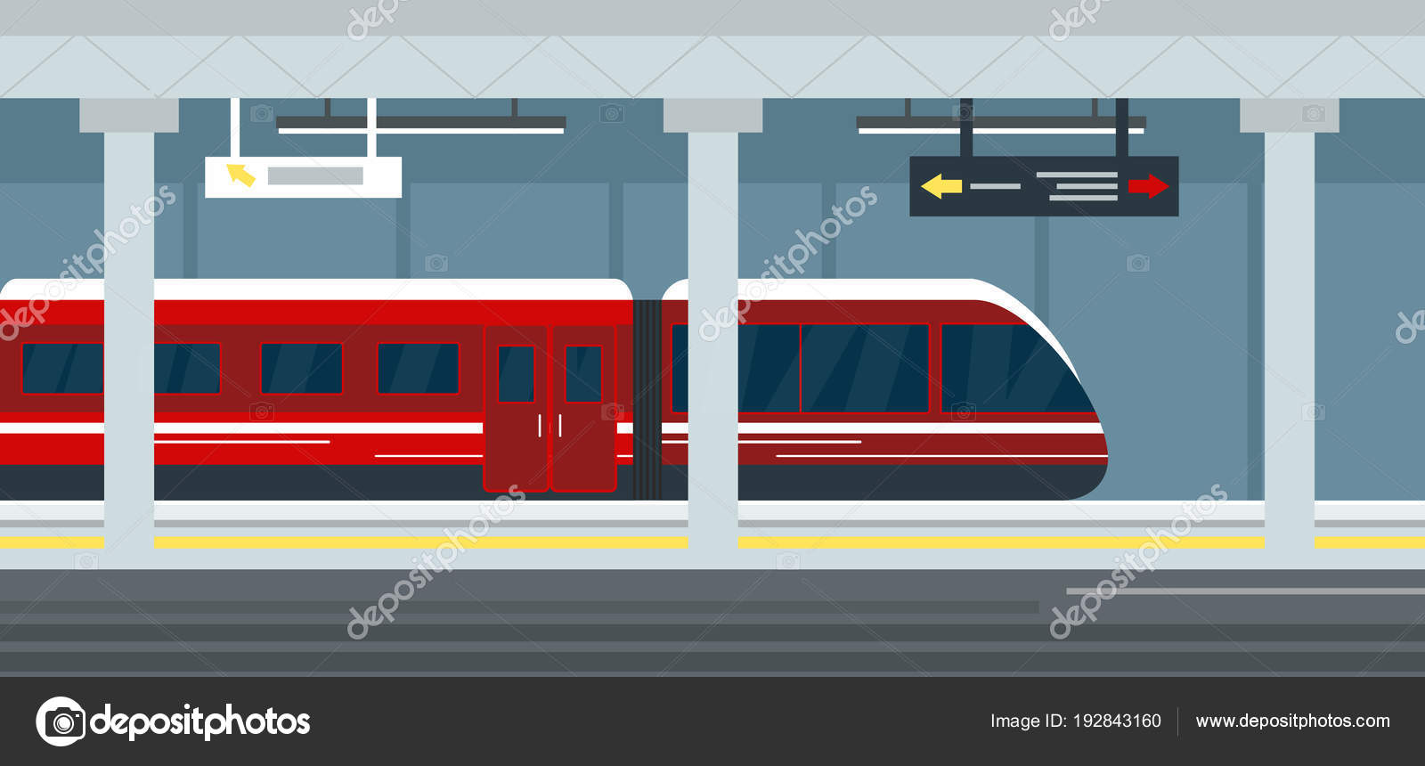 Vector illustration of empty subway station interior, subway railway ...