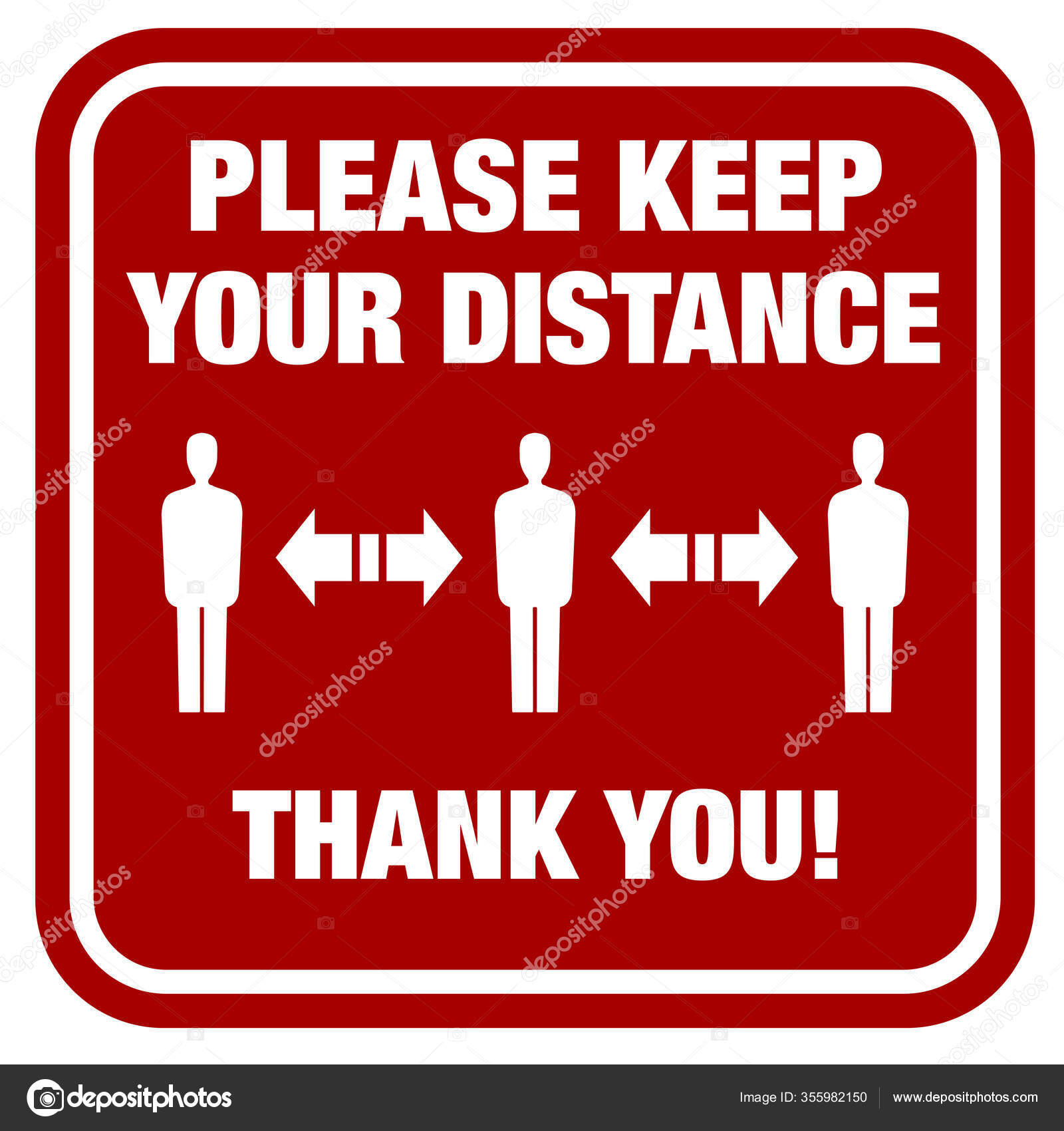 Red PLEASE KEEP YOUR DISTANCE sign vector illustration — Stock Vector ...