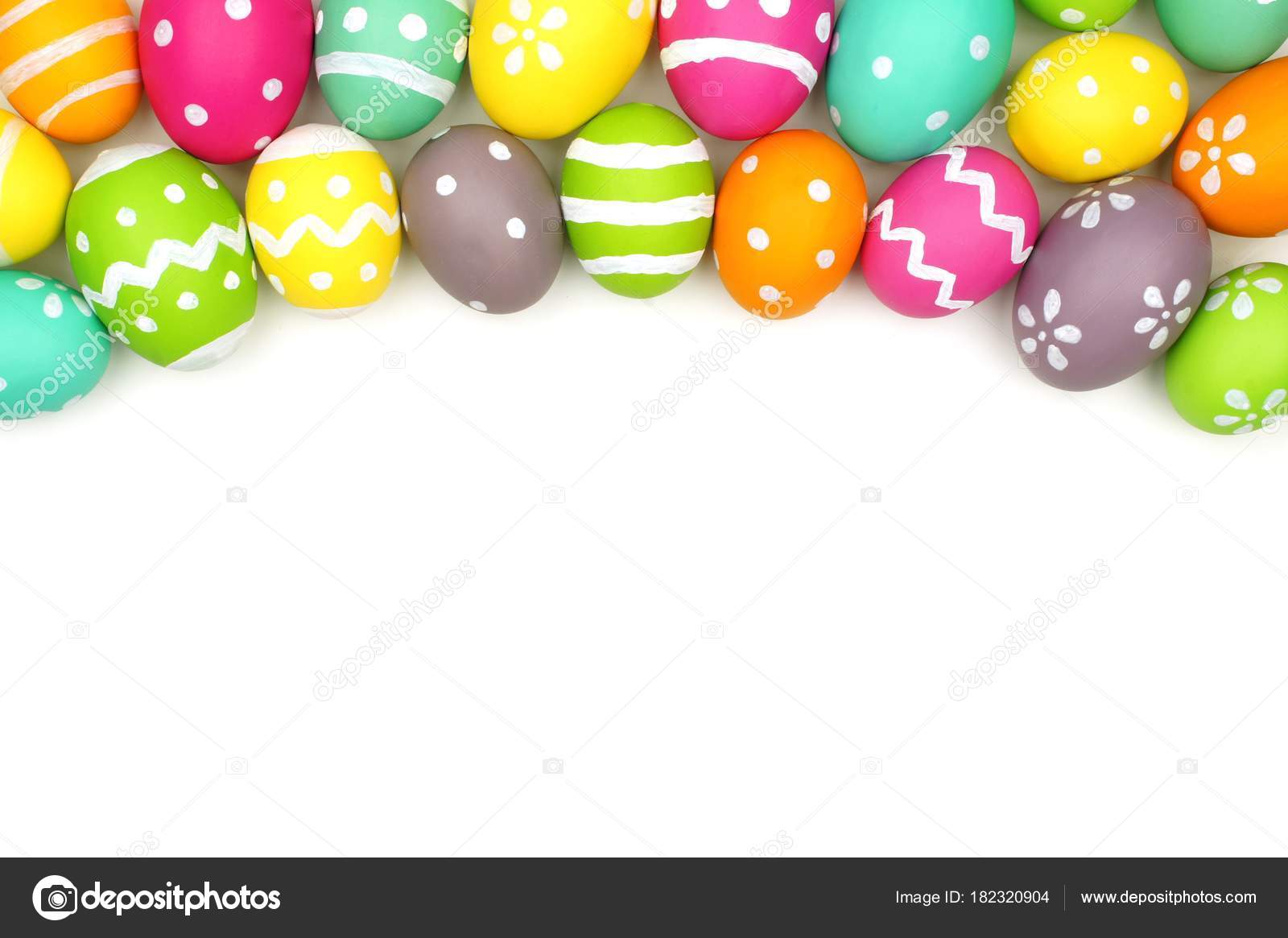Colorful Easter Egg Top Border White Background Stock Photo by ...