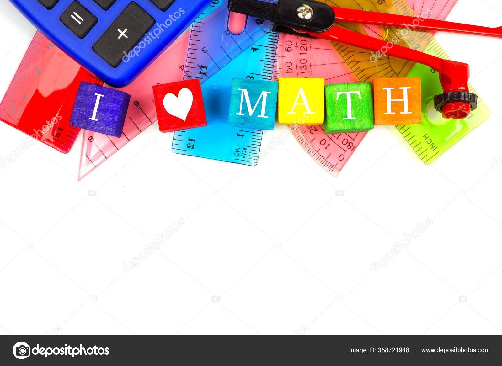 Heart Math Toy Blocks Math Themed School Supplies Top Border — Stock ...