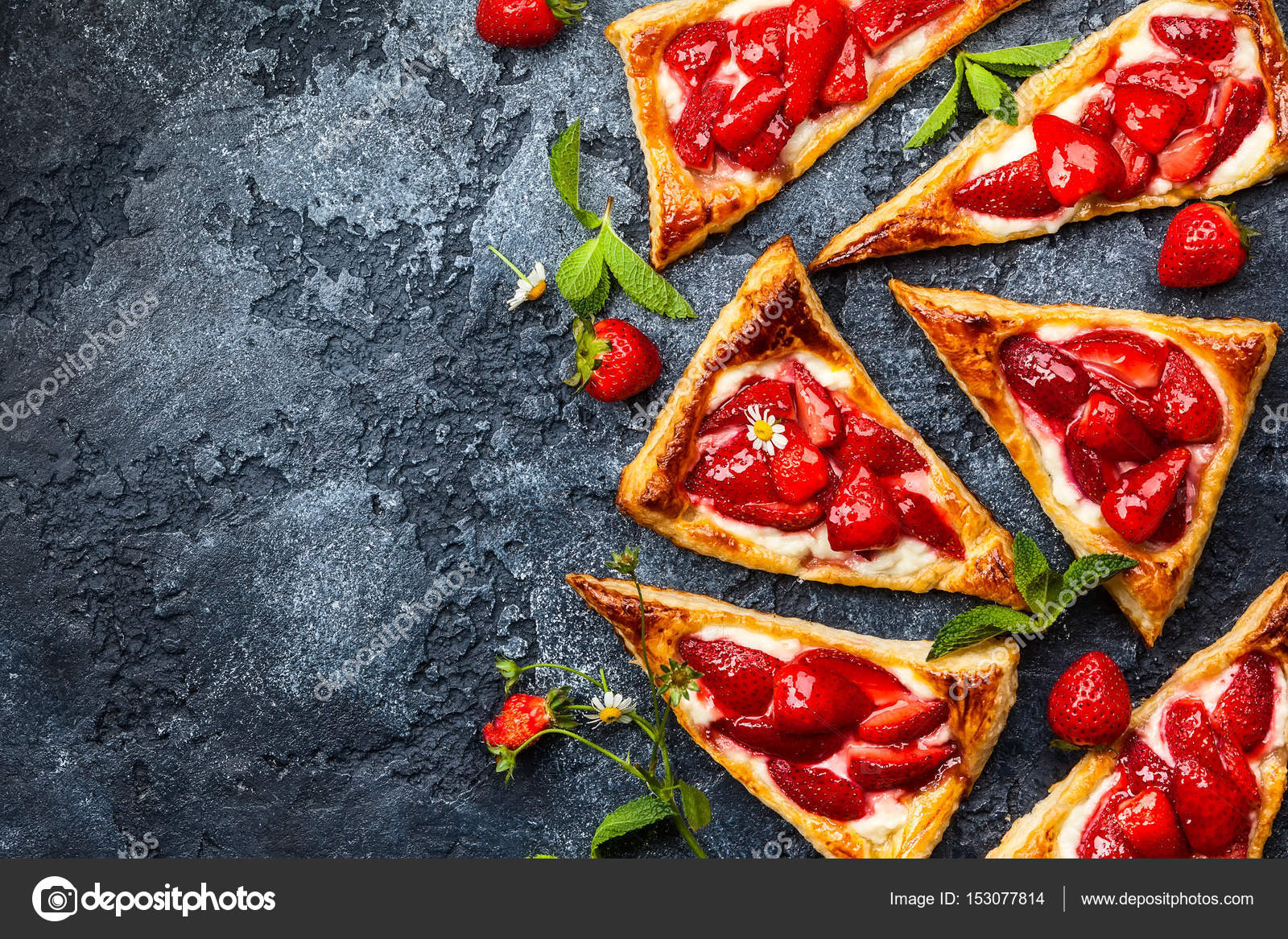 Strawberry Puff Pastry Triangles Stock Photo by ©sarsmis 153077814