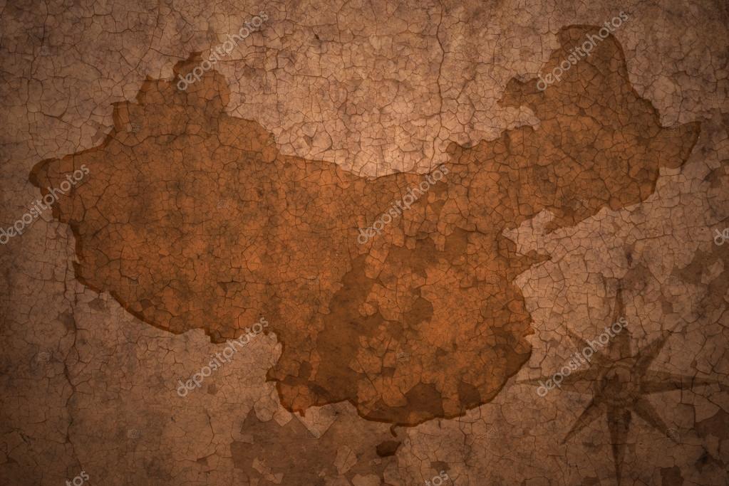 China map on vintage crack paper background — Stock Photo © Ruletkka ...