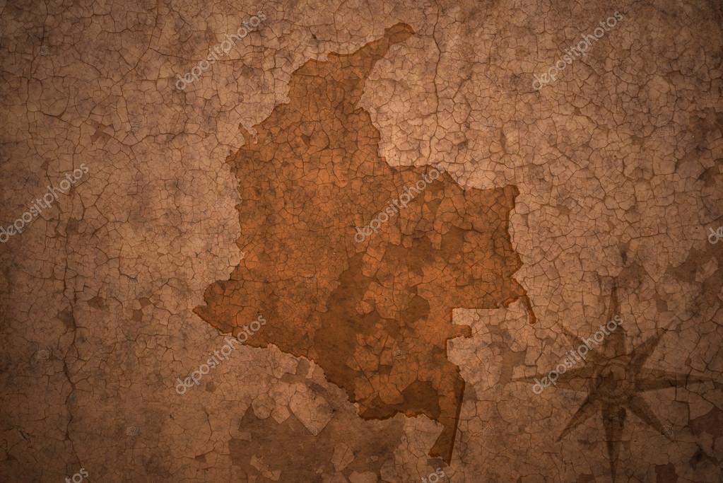 Colombia map on a old vintage crack paper background Stock Photo by ...