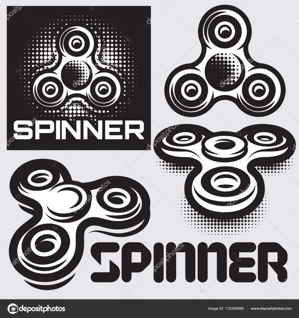 Set of vector hand spinner logos with inscriptions Stock Vector Image ...