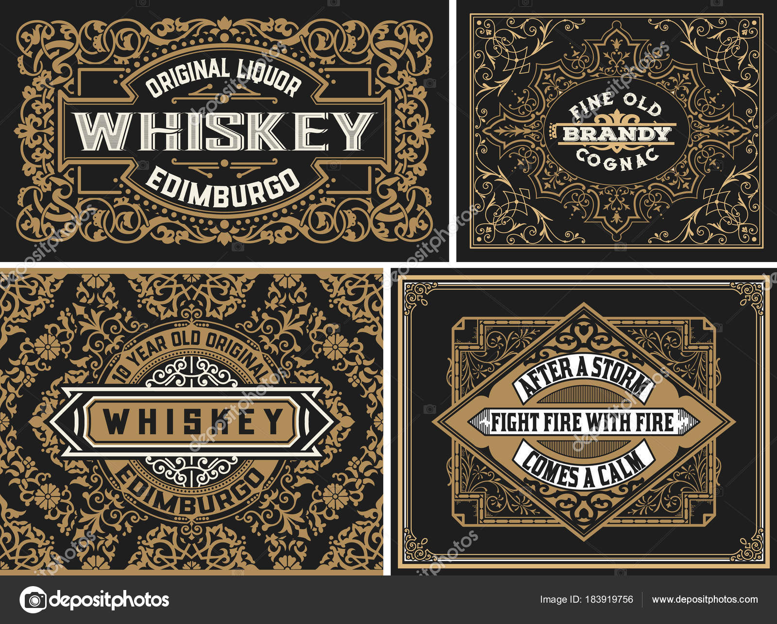 Old cards set with floral details. Stock Vector by ©roverto007 183919756