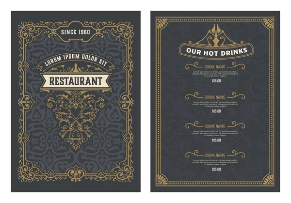 Vintage template menu. Restaurant design with Chef illustration. Stock ...