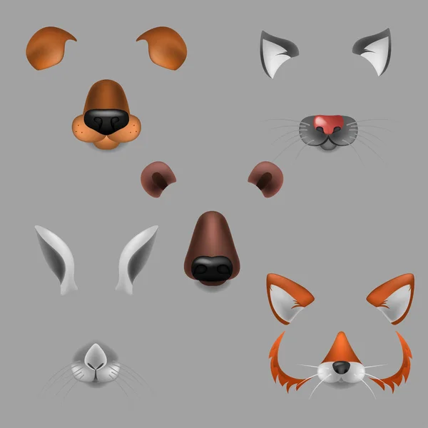 Cartoon animal face items. — Stock Vector © lilu330 #135035296
