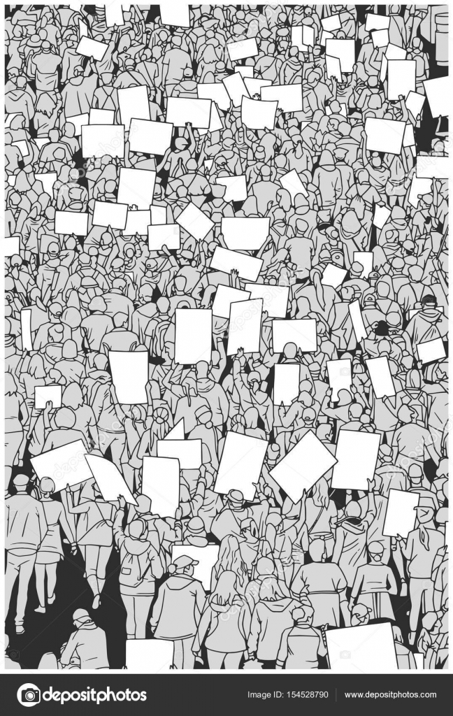 Illustration of people marching and demonstrationg for human rights ...