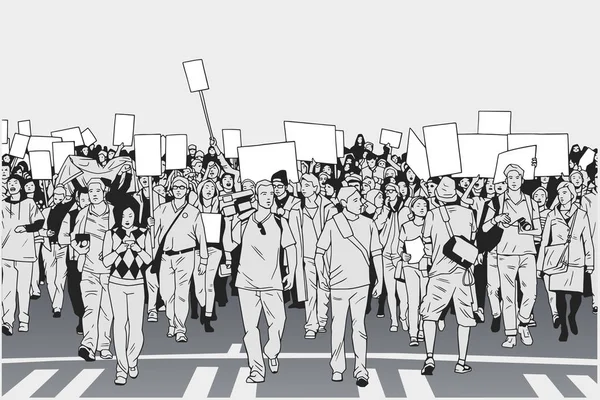 Illustration of crowd marching and demonstrating for equality Stock ...