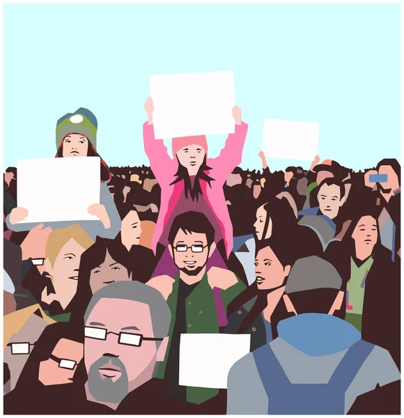 Illustration Peaceful Crowd Protest Color Stock Vector Image by ©robzs ...