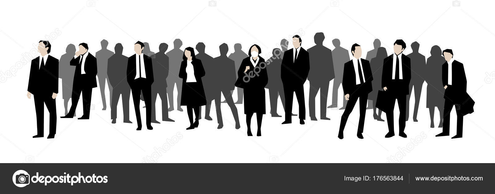 Illustration Crowd Office Workers Businessman Women Black White Grey ... Illustration Crowd Office Workers Businessman Women Black White Grey ...