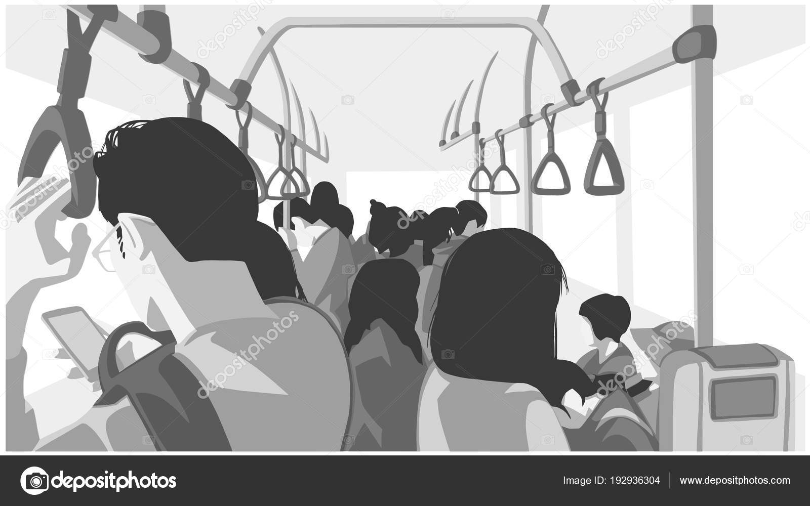 Crowded Bus Clipart Black