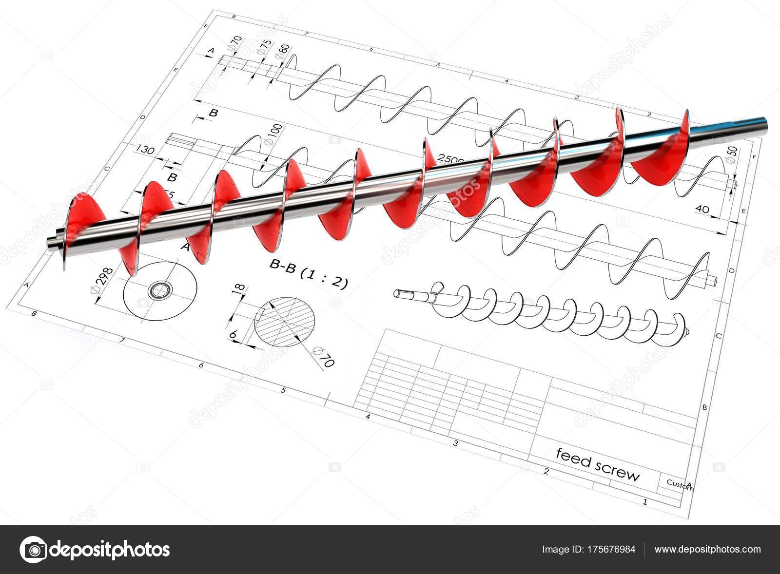 Illustration Archimedes Screw Engineering Drawing Stock Photo by ...