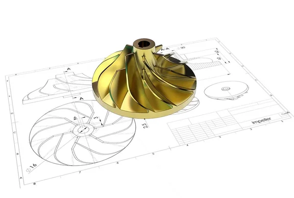 Illustration Turbo Impeller Engineering Drawing Stock Illustration by ...