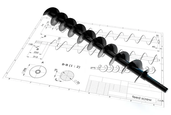 Illustration Archimedes Screw Engineering Drawing Stock Photo by ...