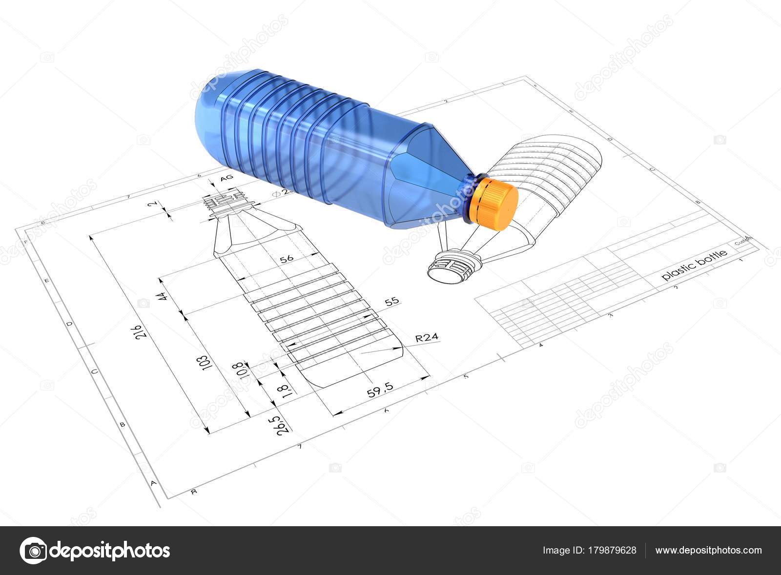 Illustration Plastic Bottle Engineering Drawing Stock Photo by ©ildarss ...