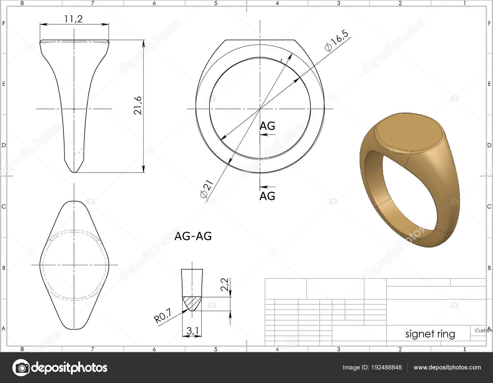 ภาพ ของแหวนตราเหน อการวาดว ศวกรรม — ภาพถ่ายสต็อก © ildarss #192488848