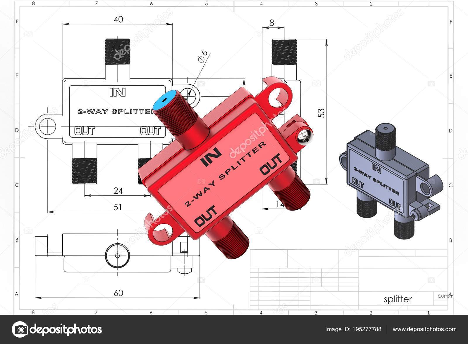 Illustration Cable Splitter Engineering Drawing — Stock Photo © ildarss ...