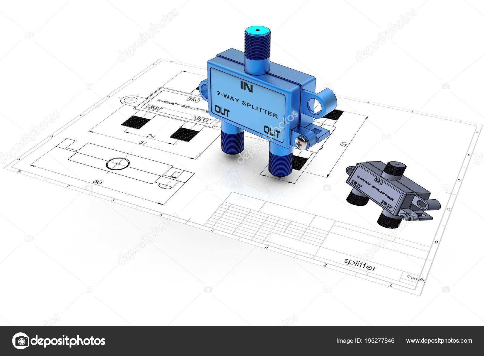Illustration Cable Splitter Engineering Drawing — Stock Photo © ildarss ...