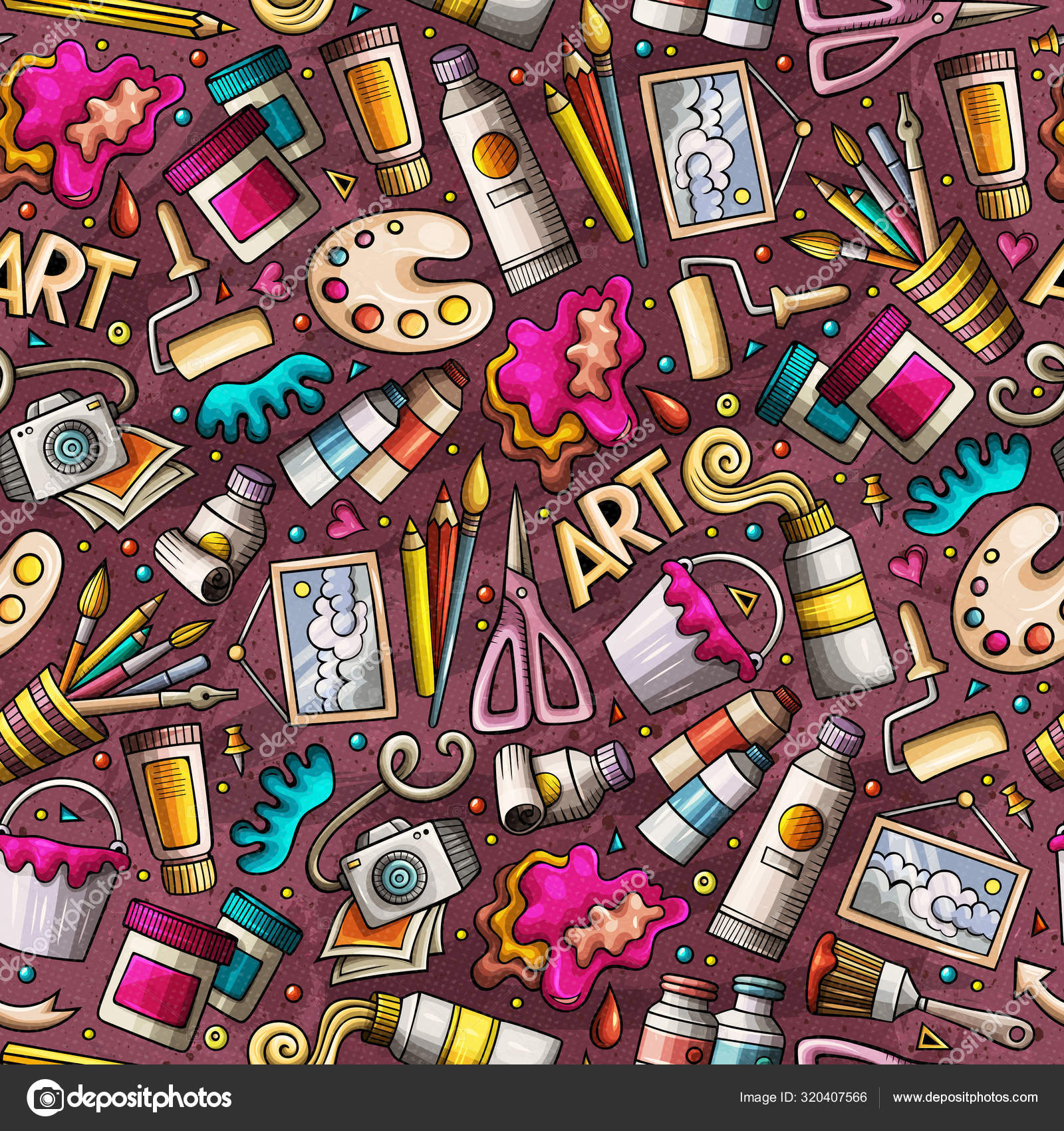 Cartoon cute hand drawn Design and Art seamless pattern Stock Photo by ...