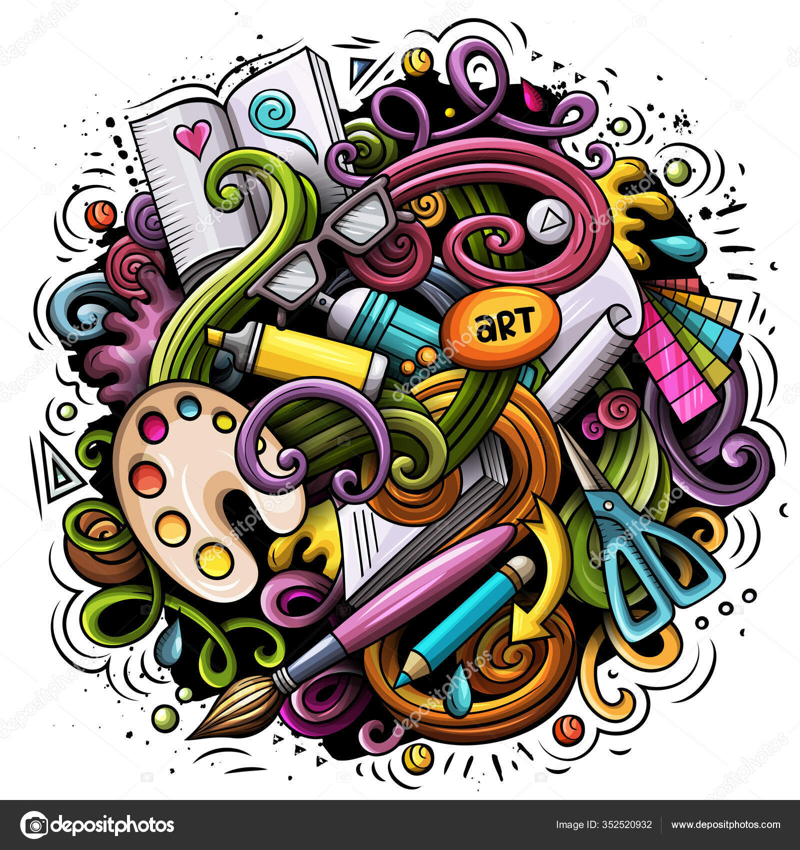 Dibujos animados garabatos Arte y Diseño ilustración Ilustración de ...