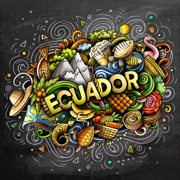 Ecuador dibujado a mano dibujos animados garabatos ilustración. Diseño ...