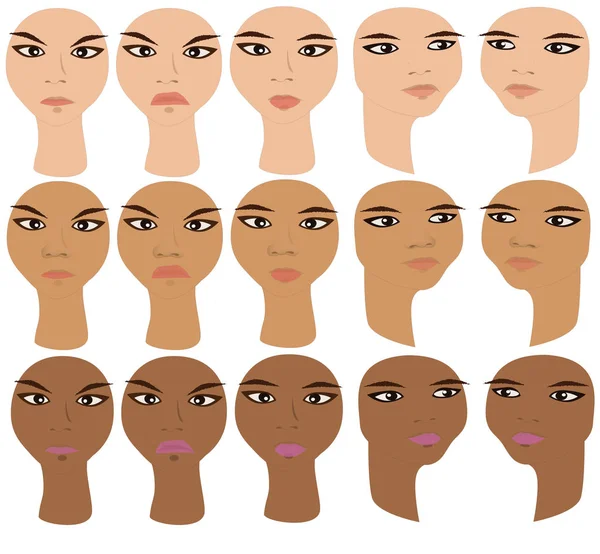 Set Of Different Woman Face Types Female Face Shapes Womans Face Stock