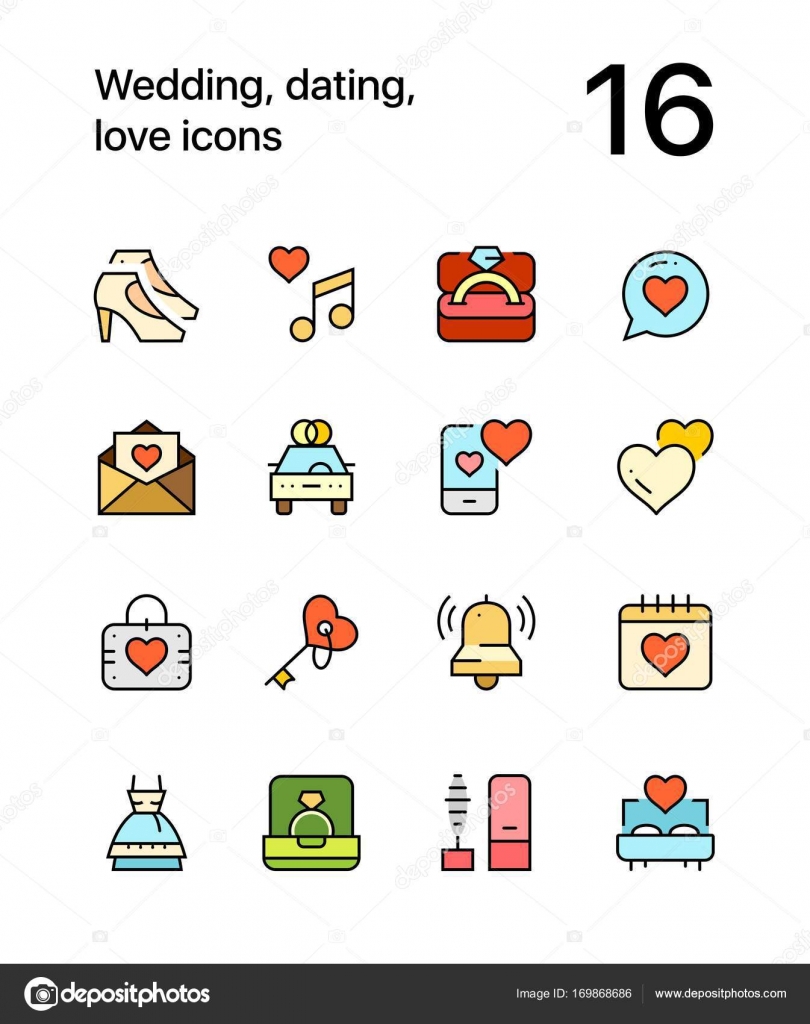 Colored Wedding, dating, love icons for web and mobile design pack 2 ...