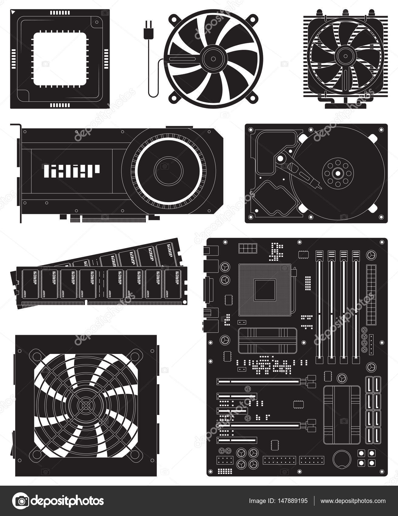 Computer parts symbols set Stock Vector Image by ©marcing1 #147889195