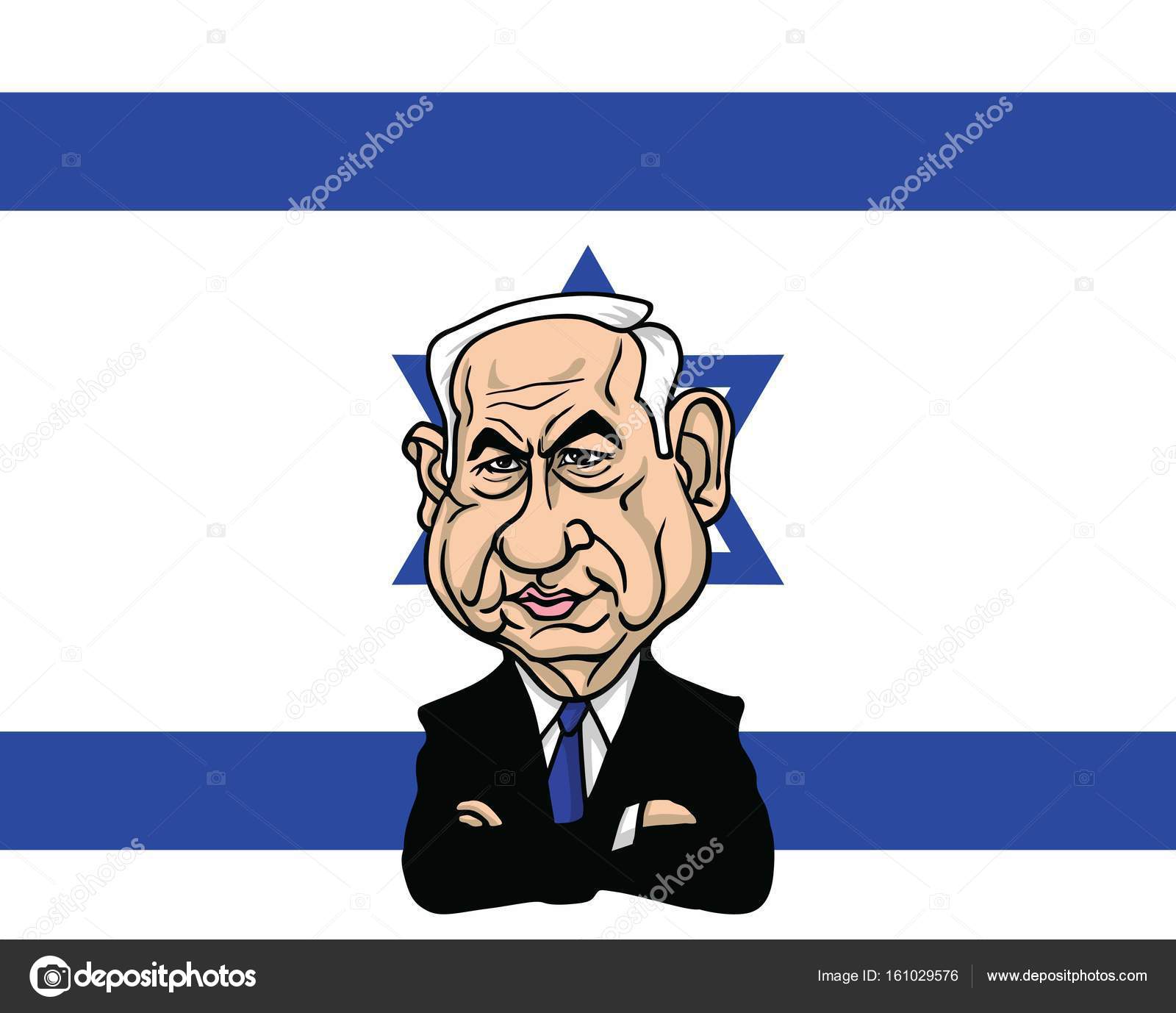 Benjamin Netanyahu with Israel Flag Background Illustration Vector ...
