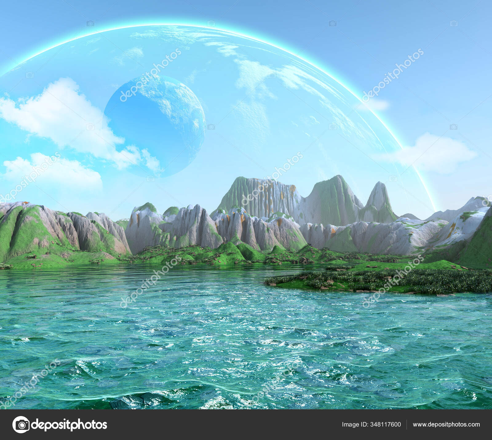 Tropical Island Alien Planet Scifi Landscape — Stock Photo © tiziano ...