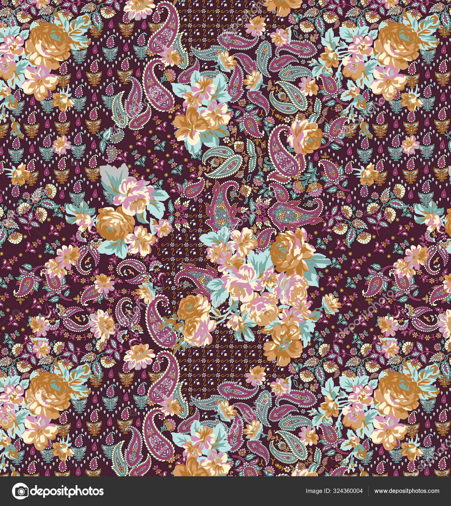 Print Seamless Pattern Paisley Fabric Pattern — Stock Photo ...