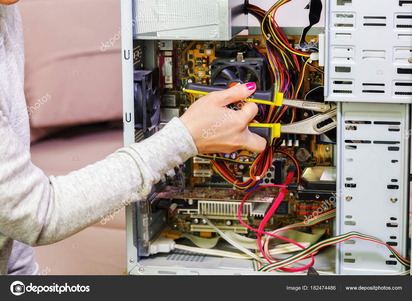 Woman Repairing Computer Room — Stock Photo © ilze79 #182474486