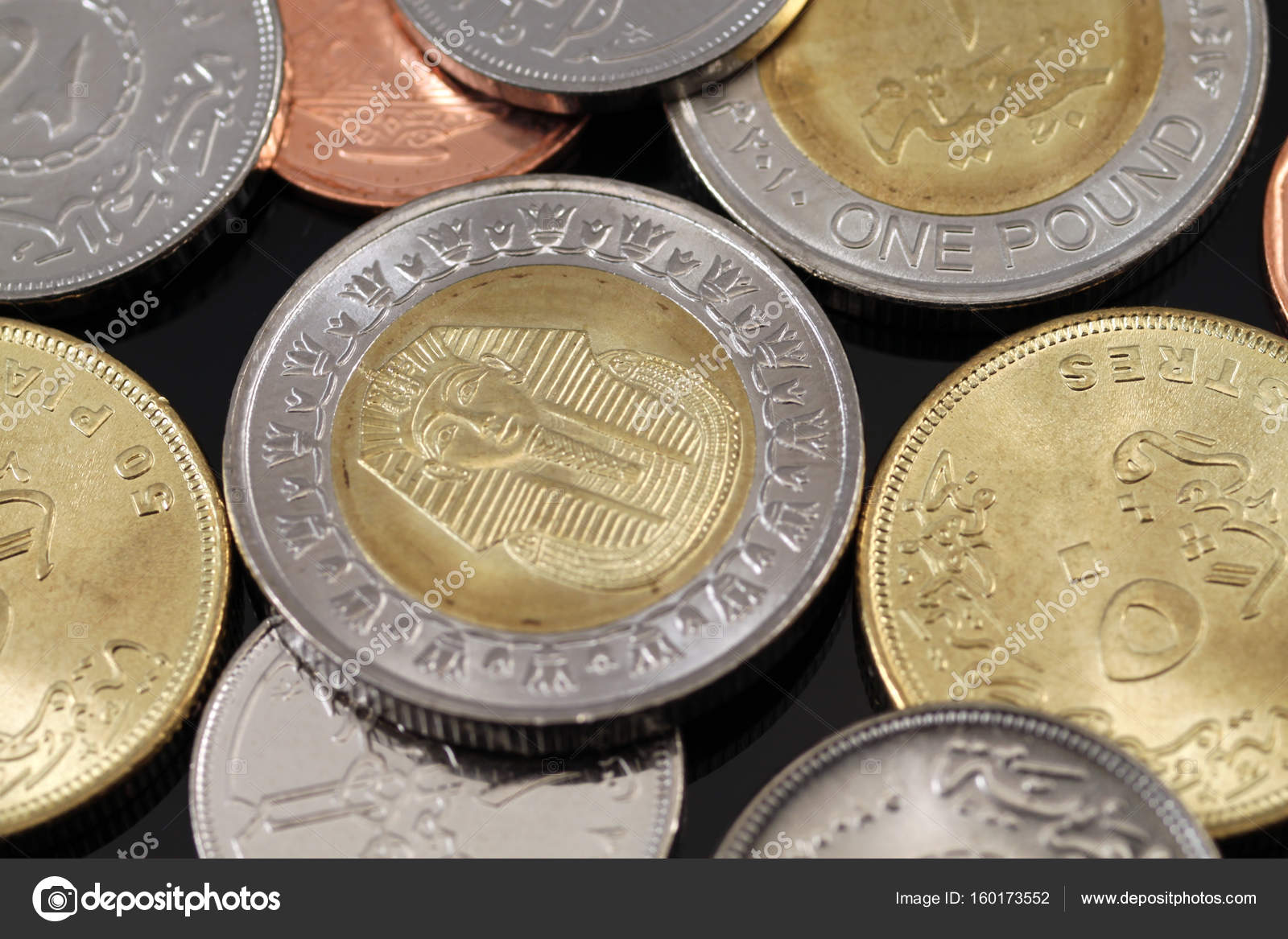 Assorted Egyptian Coins On A Black Background — Stock Photo ...