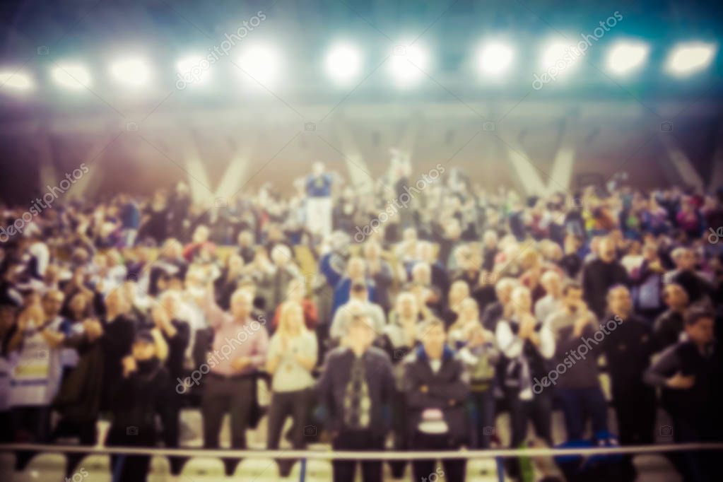 Blurred background of crowd of people in a basketball court — Stock ...