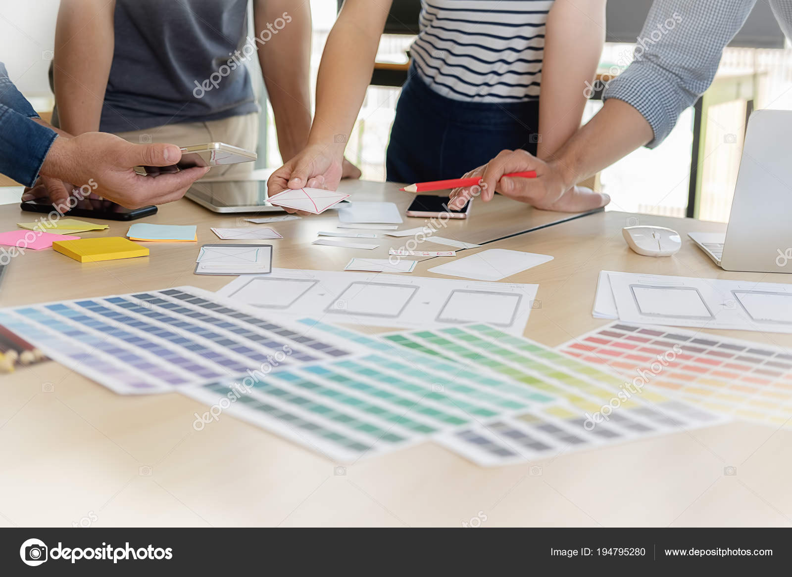 Designer drawing Web template layout development responsive bran ...