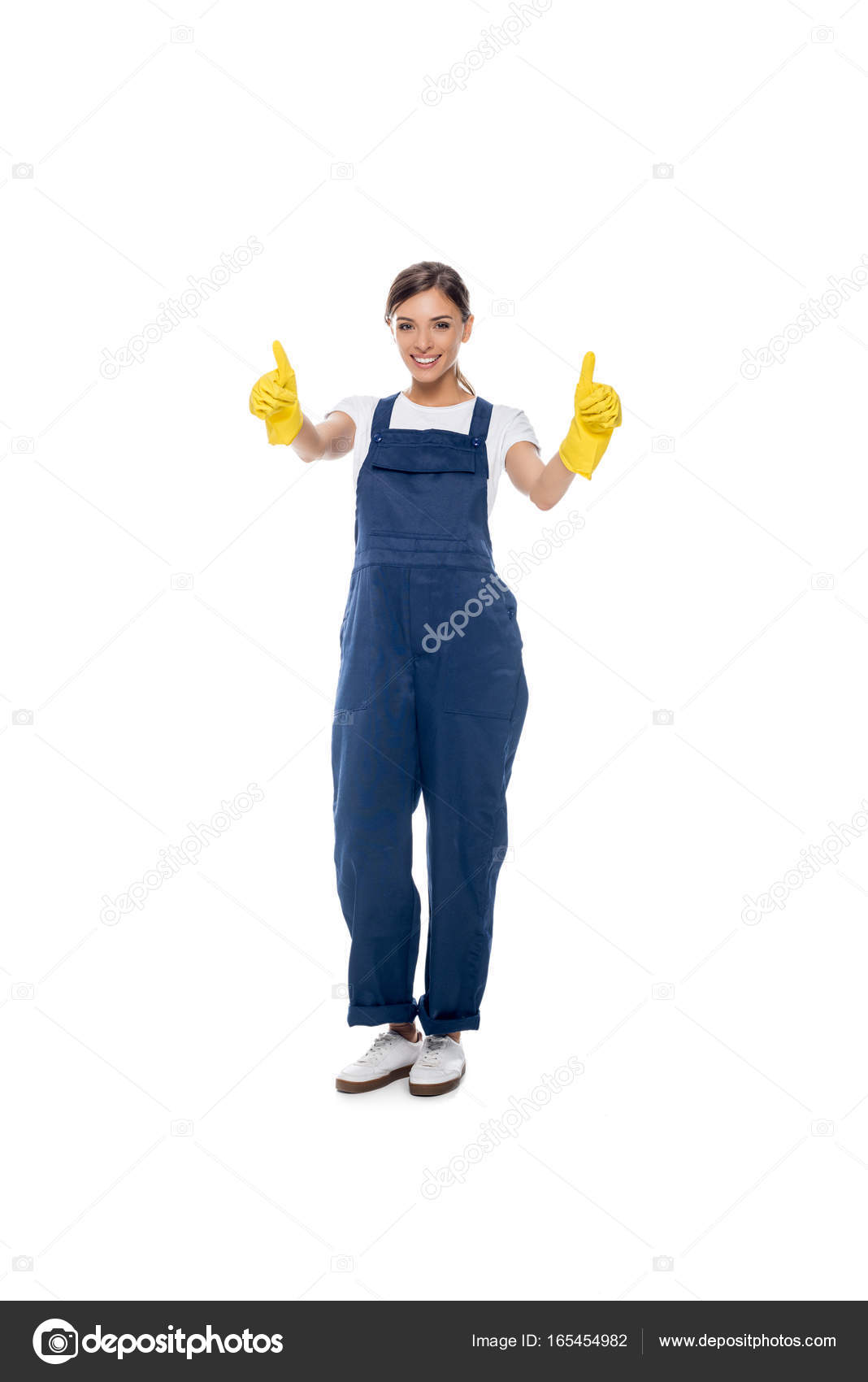 Cleaner showing thumbs up — Stock Photo © IgorVetushko #165454982