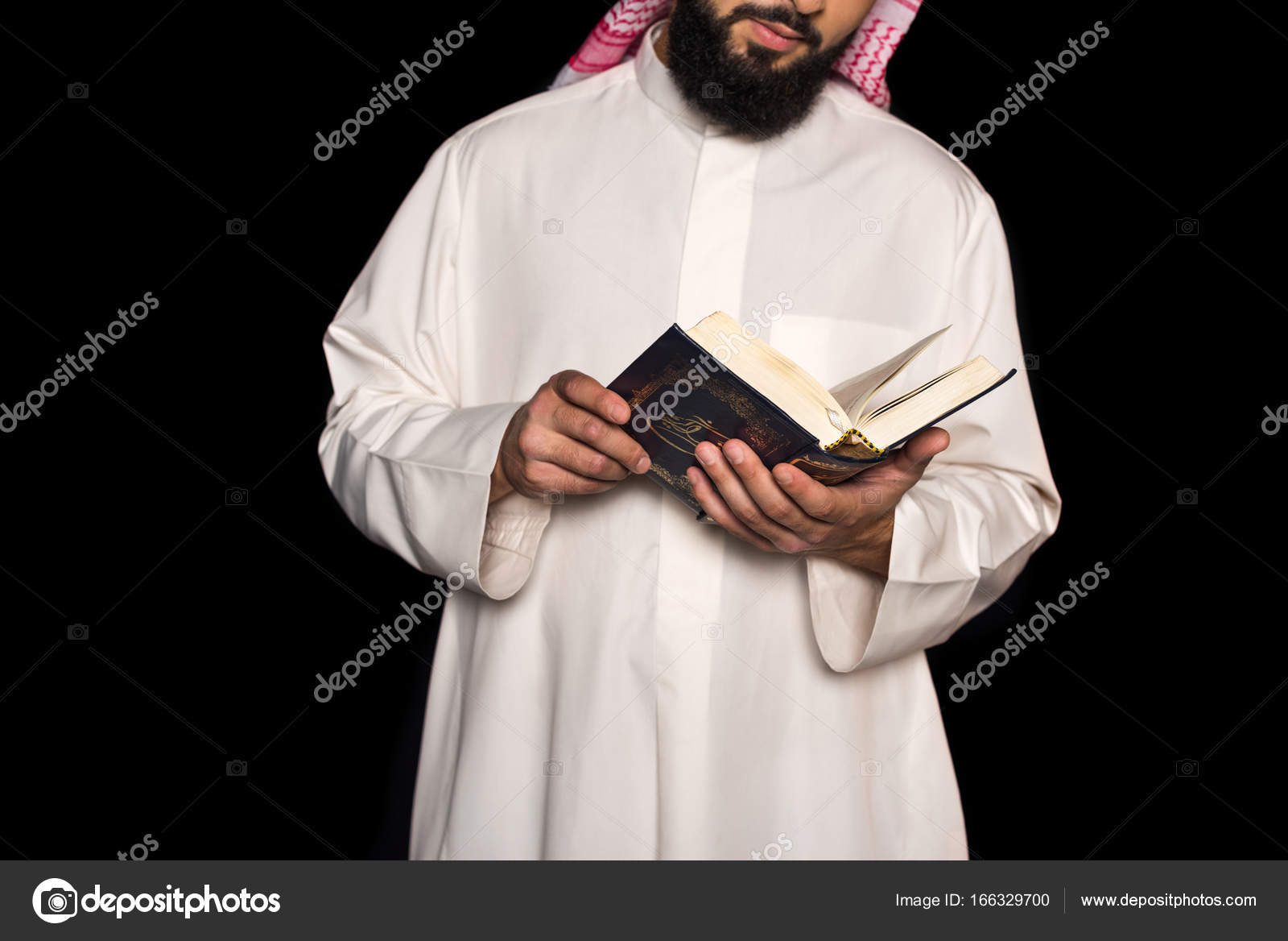 Muslim man reading quran Stock Photo by ©IgorVetushko 166329700