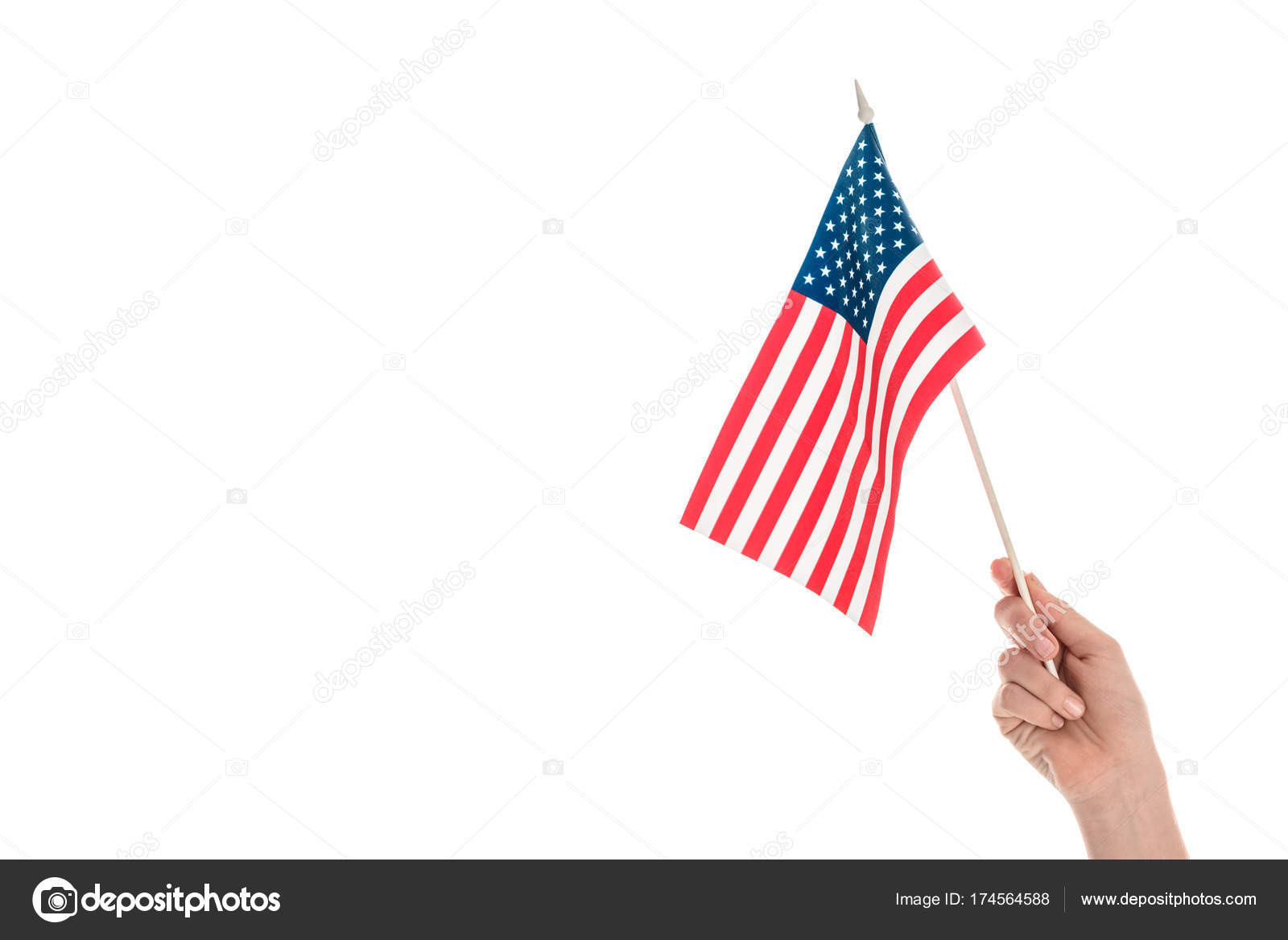 Hand holding american flag — Stock Photo © IgorVetushko #174564588