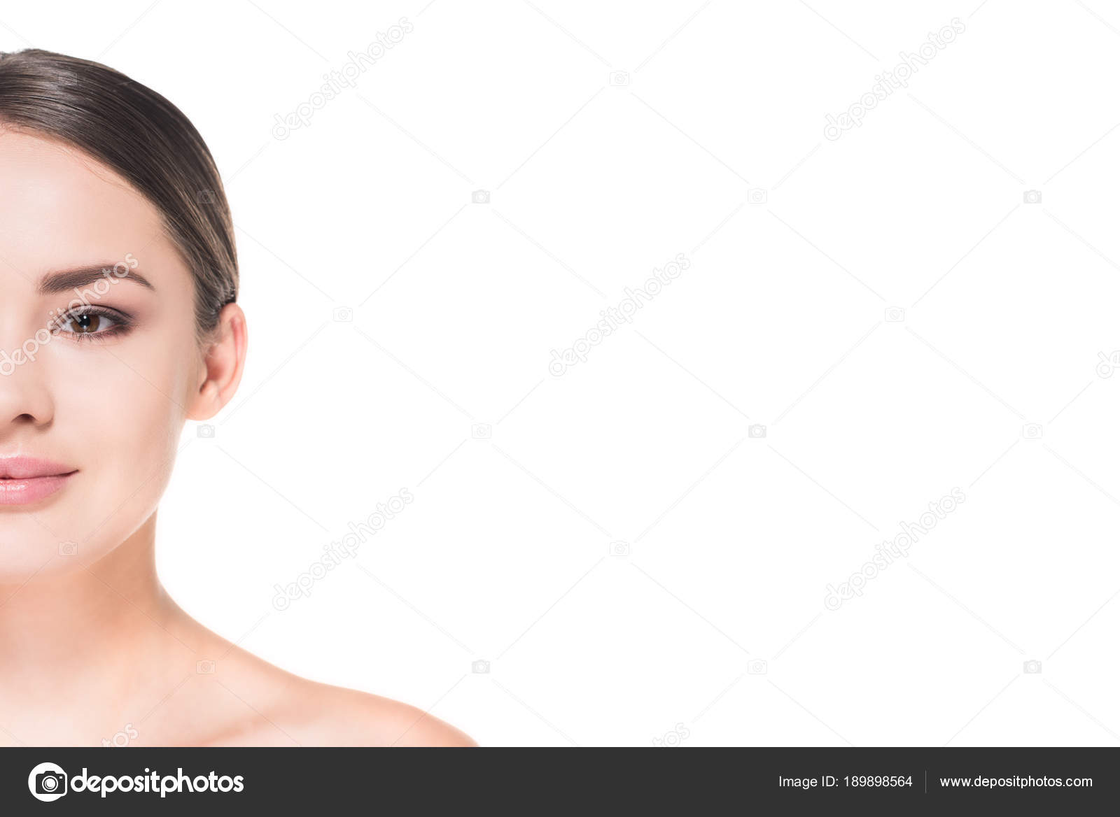 Cropped Shot Half Face Young Woman Isolated White — Stock Photo ...