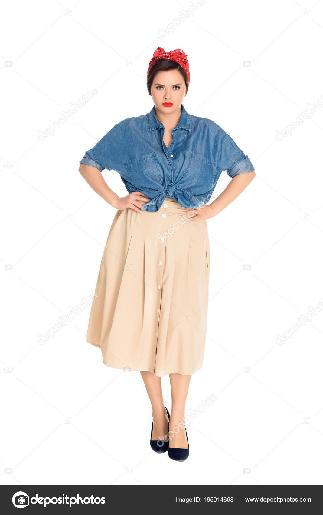 Schöne Größe Pin Frau Die Mit Den Händen Auf Der - Stockfotografie ...