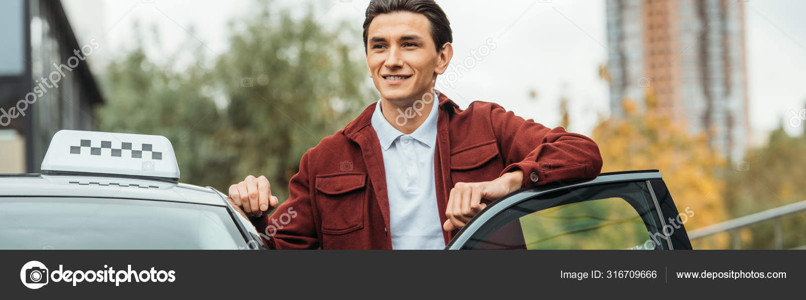 Panoramic Shot Smiling Taxi Driver Car — Stock Photo © IgorVetushko ...