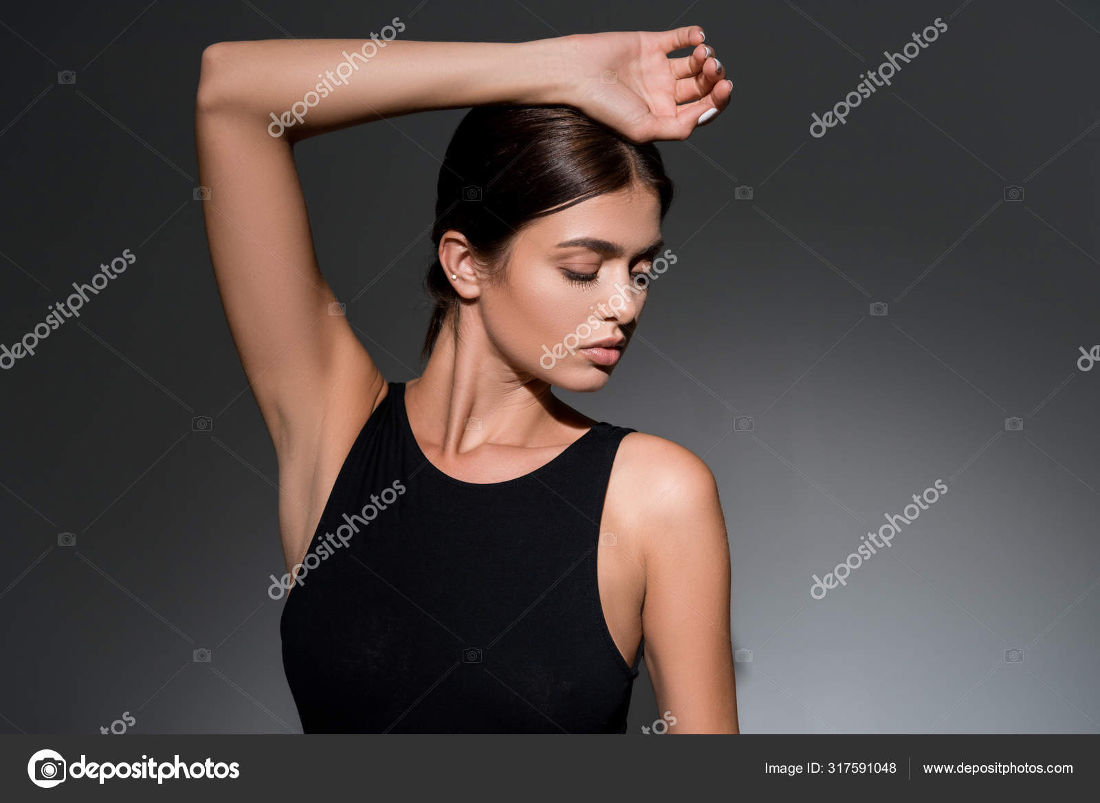 Beautiful Young Model Posing Black Background — Stock Photo ...