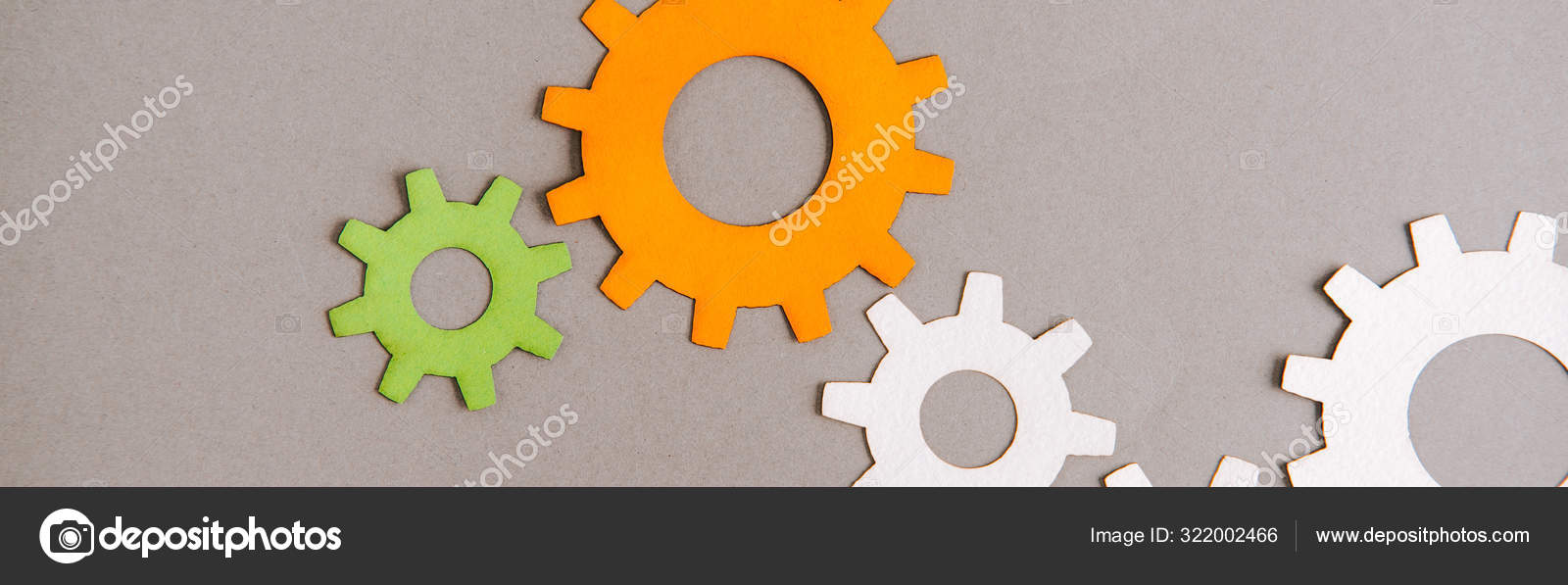 Top View Colorful Gears Grey Background Panoramic Shot — Stock Photo ...
