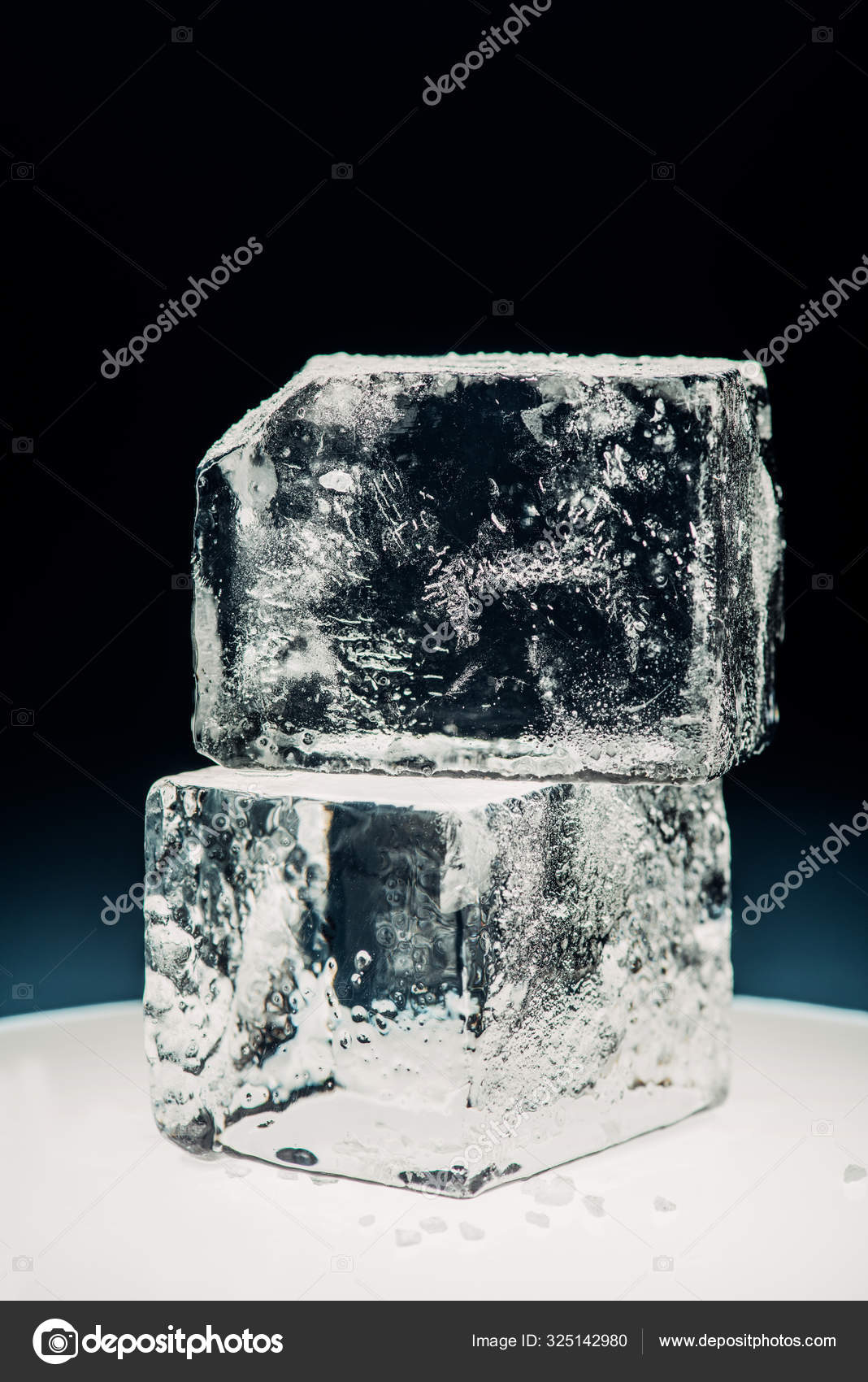 Close View Square Ice Cubes Illuminated Circle Isolated Black — Stock ...