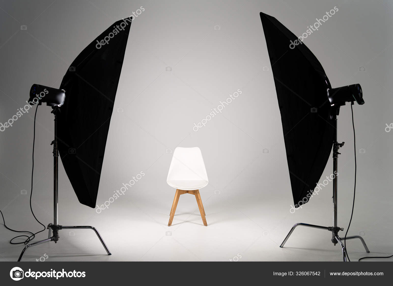 White Modern Chair Studio Light Grey Background Stock Photo by ...